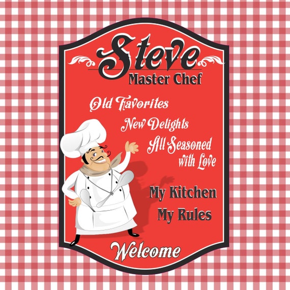 Personalized Kitchen Sign With Cartoon Male or Female Chef | Etsy