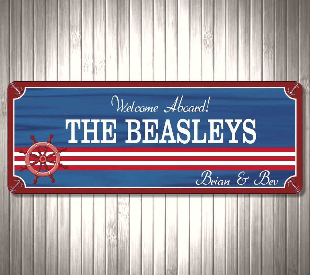 Boat Sign, Custom Sign for Nautical Decor With Ships Wheel and Anchors ...