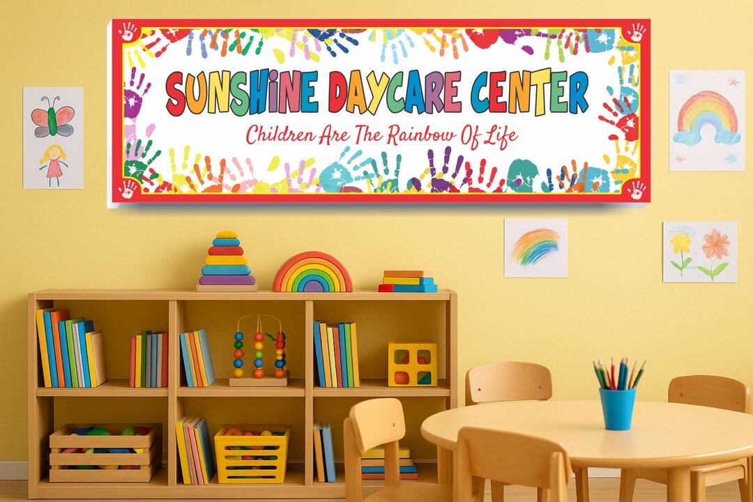 Personalized Daycare Sign: Rainbow Handprint Decor - Etsy