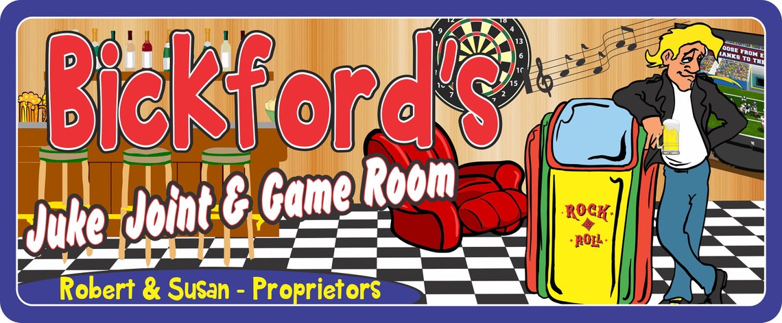 Juke Joint and Game Room Personalized Sign With Jukebox and - Etsy