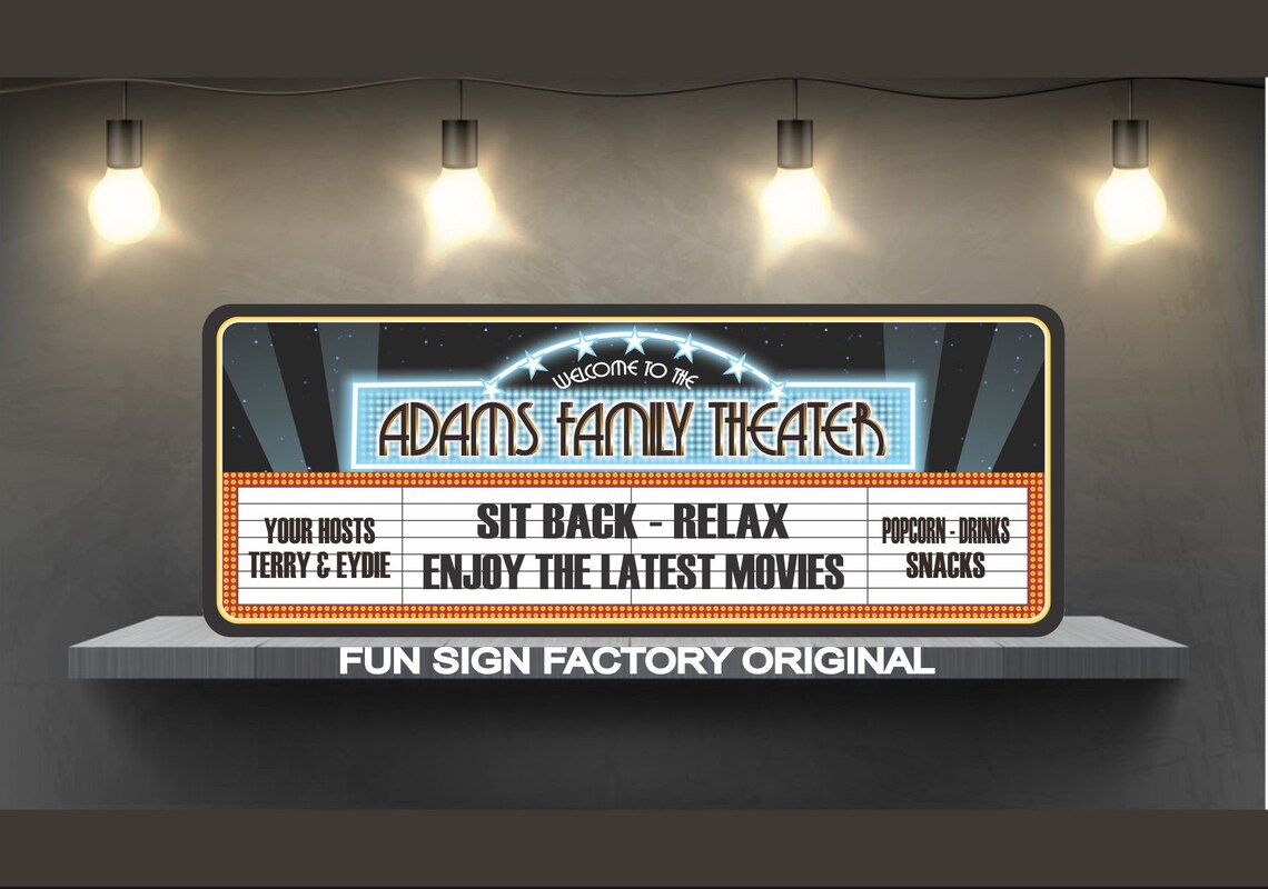 Custom Home Theater Sign Personalized Movie Theatre Sign - Etsy