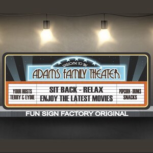 Custom Home Theater Sign Personalized Movie Theatre Sign Theater Room ...