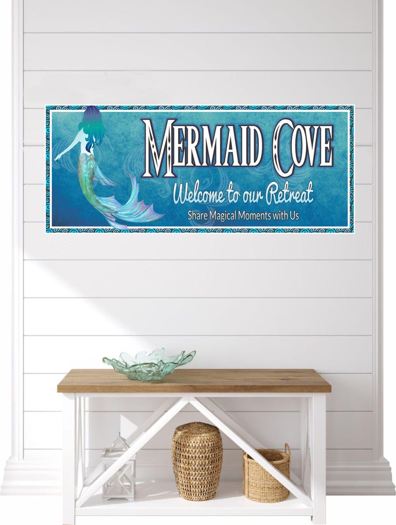 Personalized Mermaid Cove Sign: Beach House Decor, Coastal Wall Art - Etsy