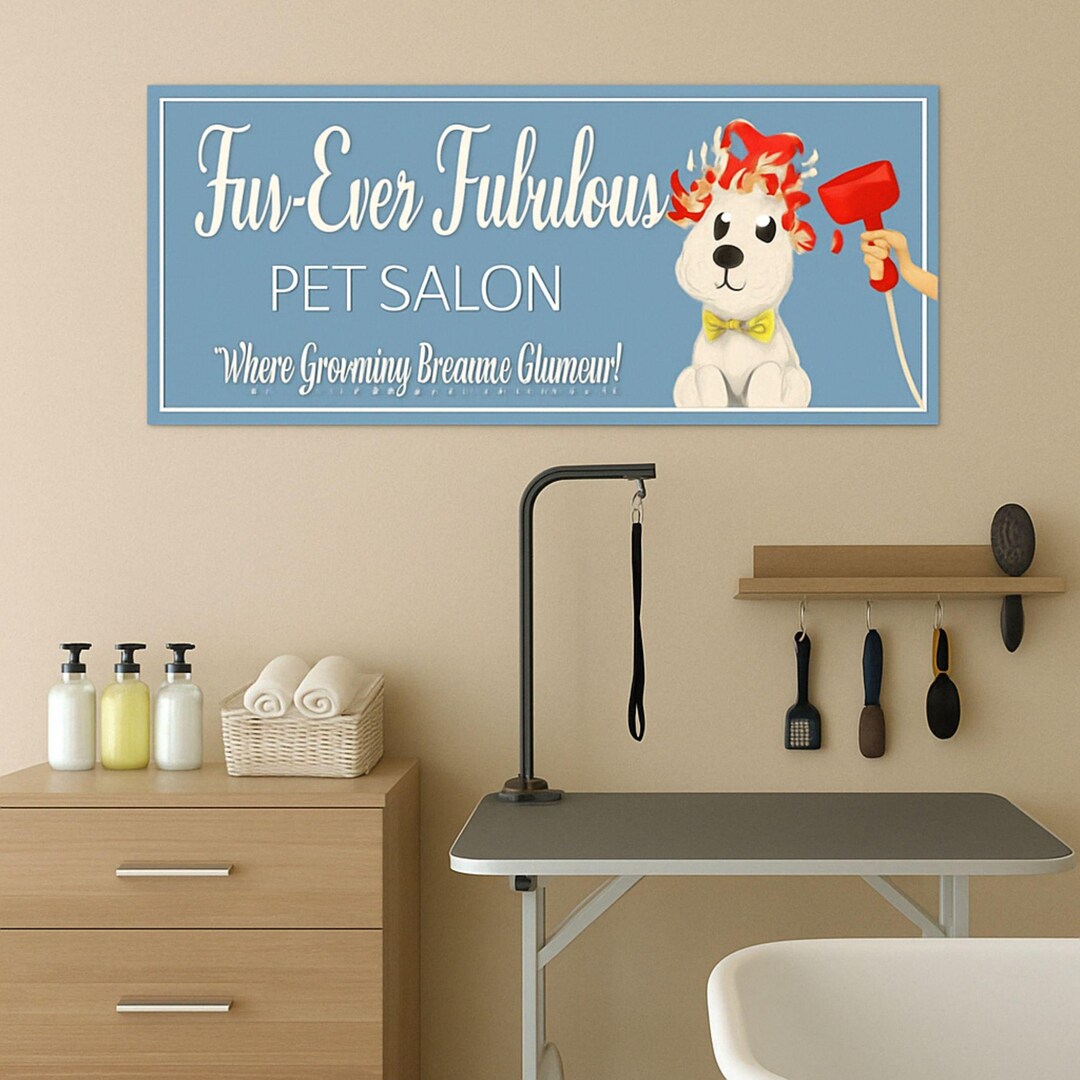 Personalized Pet Grooming Sign – Fur-ever Fabulous Salon Wall Art for ...