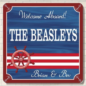 Boat Sign, Custom Sign for Nautical Decor With Ships Wheel and Anchors ...