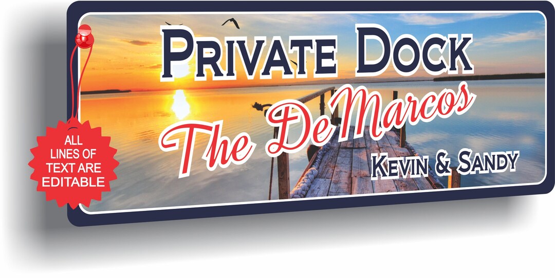 Personalized Dock Sign With Stunning Sunset Background - Custom Lake ...