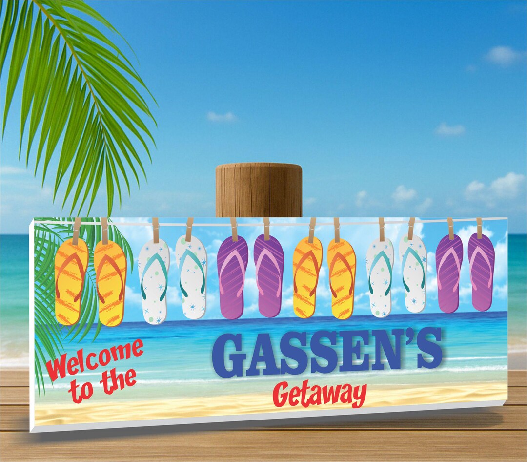 Personalized Flip Flop Beach Sign – Custom Coastal Wall Art for Family ...