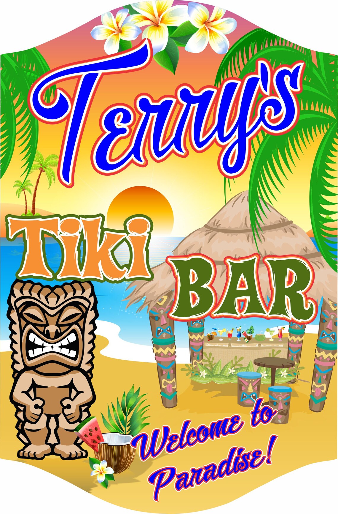 Custom Tiki Bar Sign Tiki Bar Welcome Sign Tiki Totem Sign | Etsy