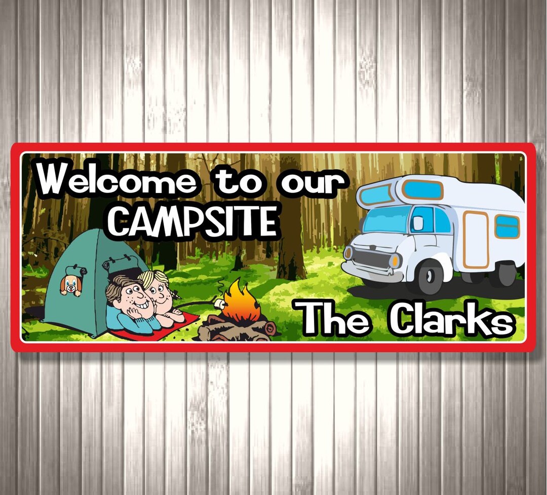 Camping Sign Personalized Welcome Sign With RV and Tent, Campsite ...