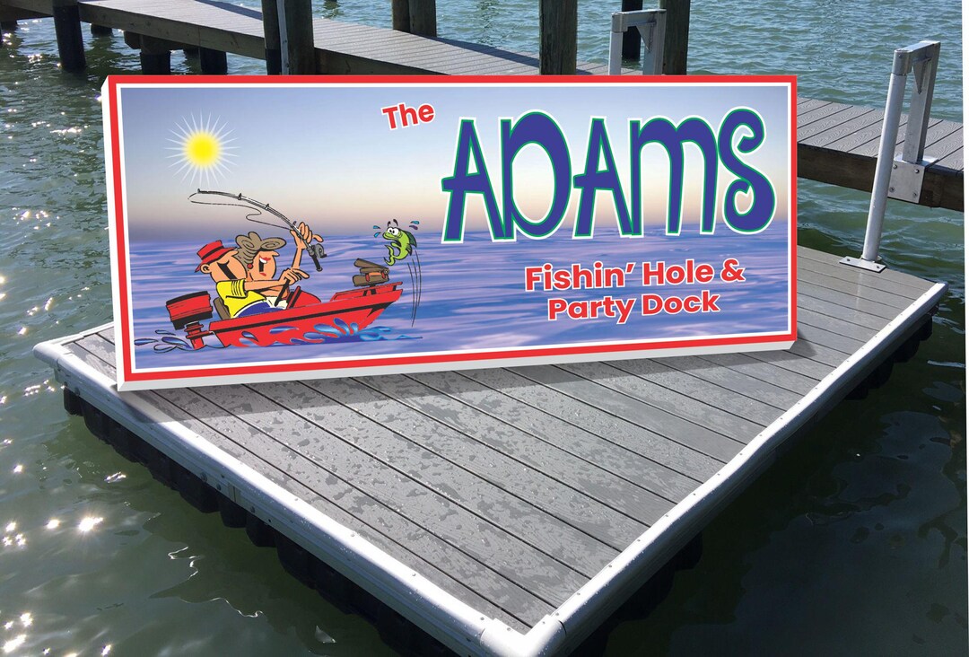 Personalized Fishing Dock Sign: Funny Cartoon Boat Decor - Etsy