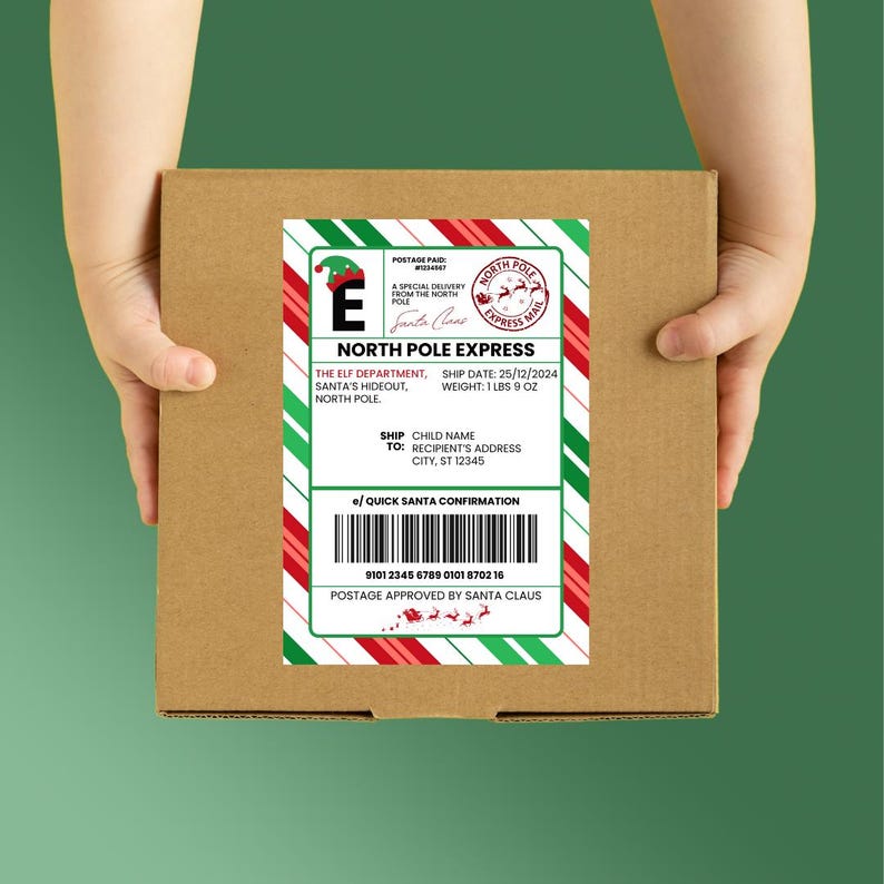 Christmas Elf Shipping Label Template: North Pole Express (canva ...
