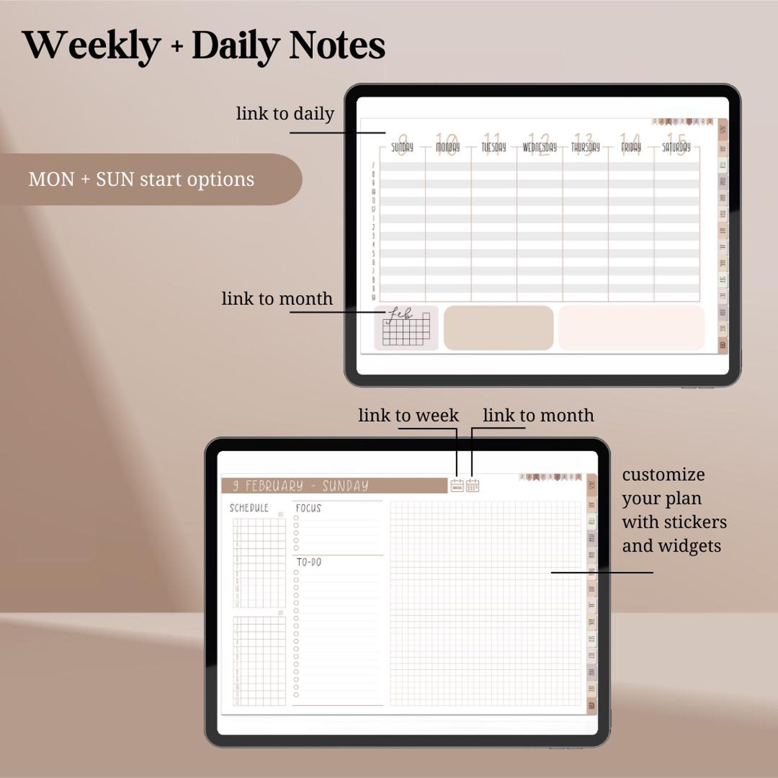 Essential 2025 Digital Planner, Daily Weekly Monthly, Neutral Theme ...