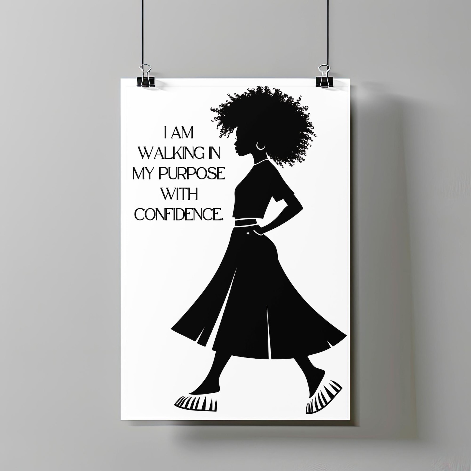 Empowering Black Woman Affirmation Wall Art - Motivational Digital ...
