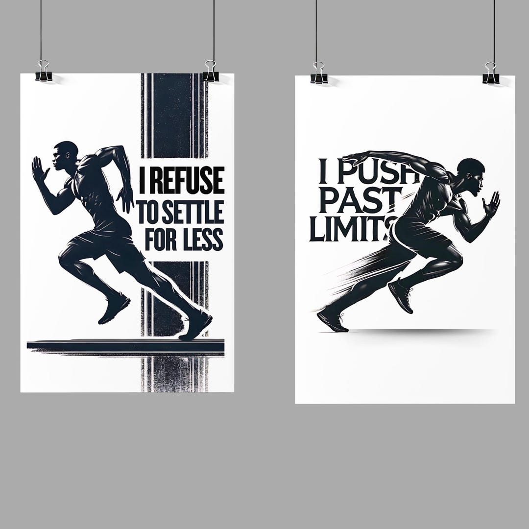Athletic Motivational Wall Art | Inspirational Running Poster | Black ...