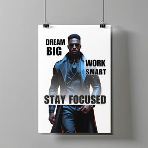 Dream Big Work Smart Print | Black Excellence Digital Art | Hustle ...