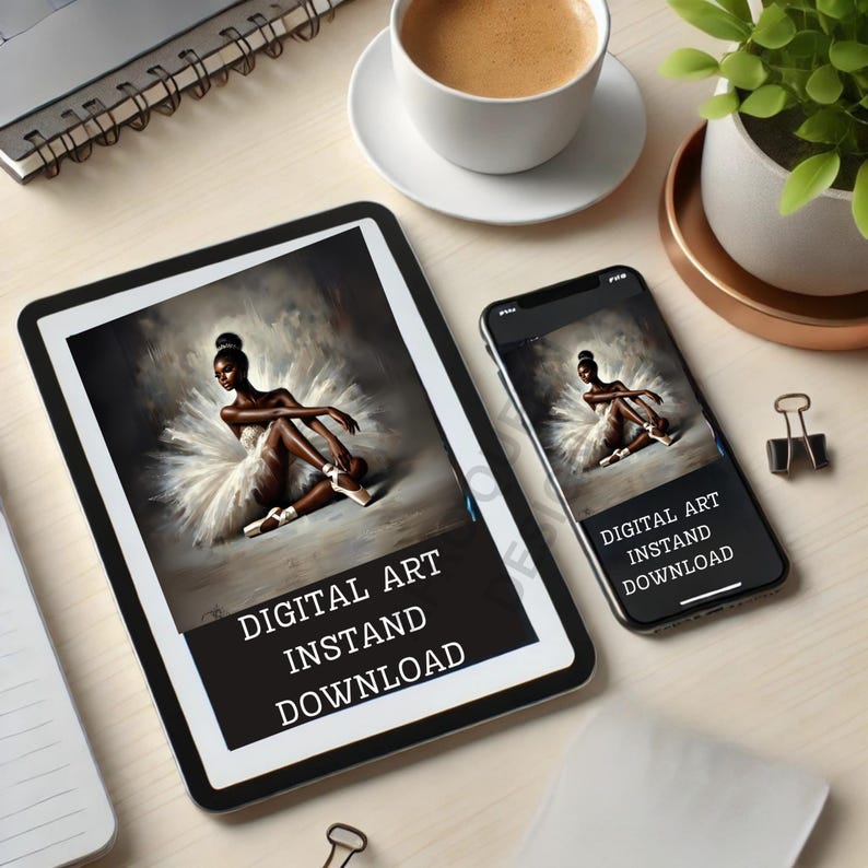 Elegant Black Ballerina Wall Art - Afro Ballet Dancer in White Tutu ...