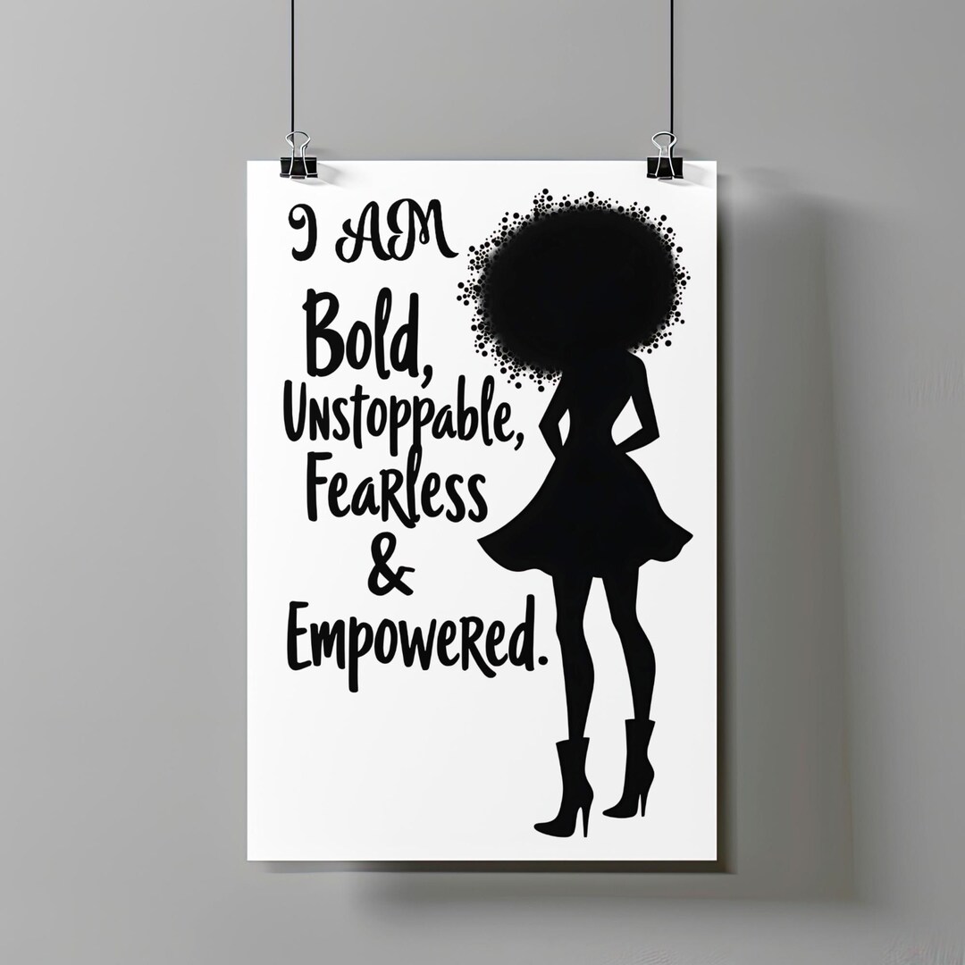 Black Art Print – Empowering Afro Queen Digital Poster, Boss Lady Wall ...