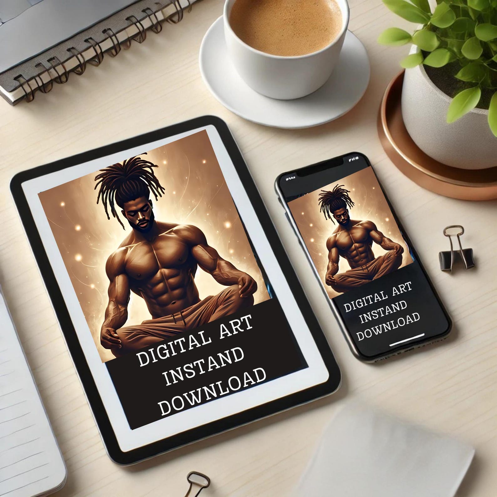 Spiritual Black Man Art - Meditation Digital Print - African American ...