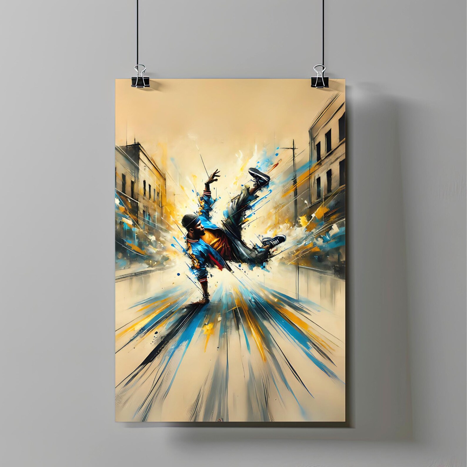 Black Art Print – Urban Breakdancer in Graffiti Style, Afro Hip Hop ...