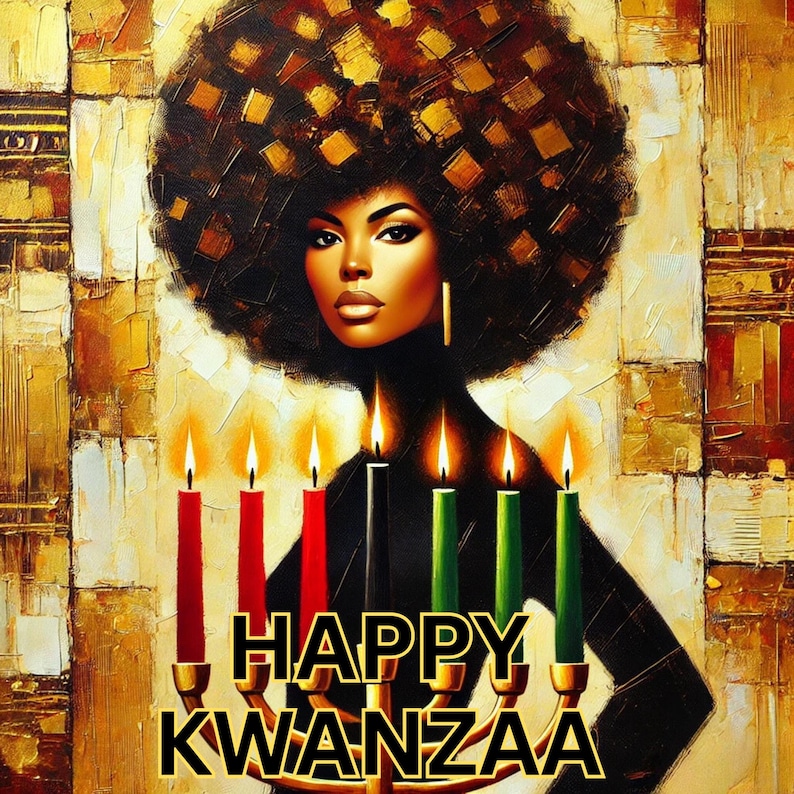 Happy Kwanzaa Artwork | Afrocentric Wall Art | Kinara Candles - Etsy