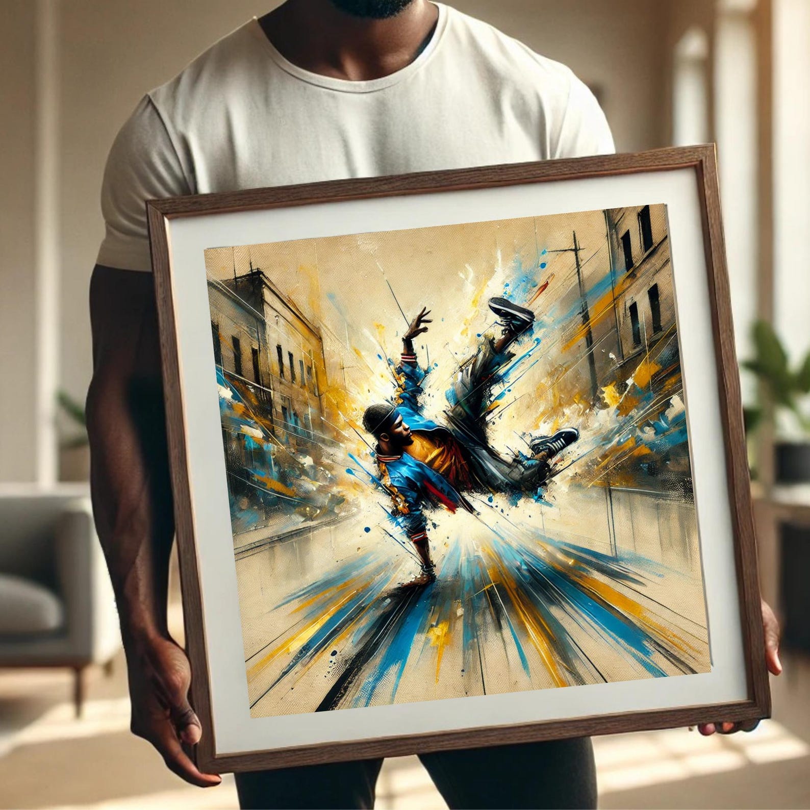 Black Art Print – Urban Breakdancer in Graffiti Style, Afro Hip Hop ...