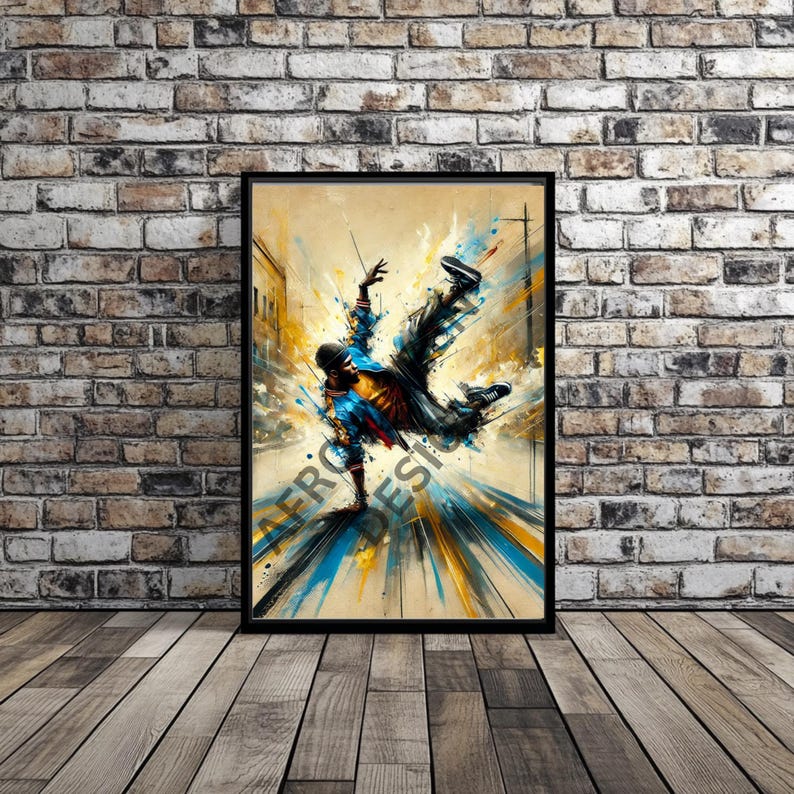 Black Art Print – Urban Breakdancer in Graffiti Style, Afro Hip Hop ...