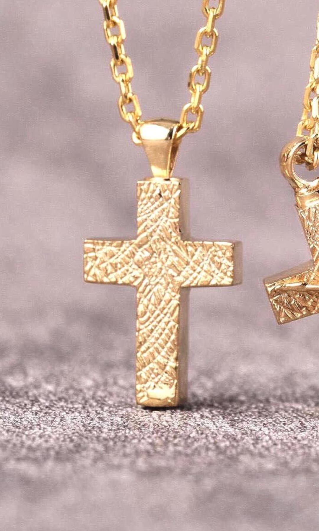 14K Gold Plated Cross Cremation Necklace - Memorial Urn Pendant for ...