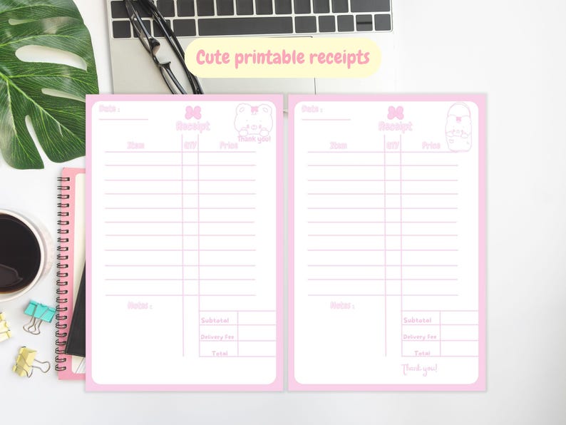 Cute Kawaii Receipt for Small Business 3x4 Inch Digital Download Cute ...