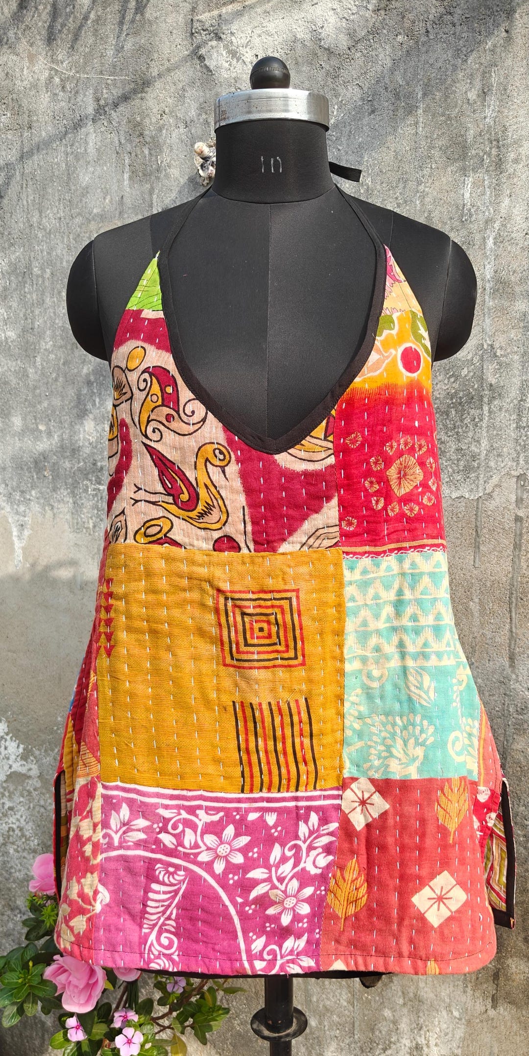 Reversible Kantha Halter Top, Upcycled Cotton, Boho Crop Top - Etsy