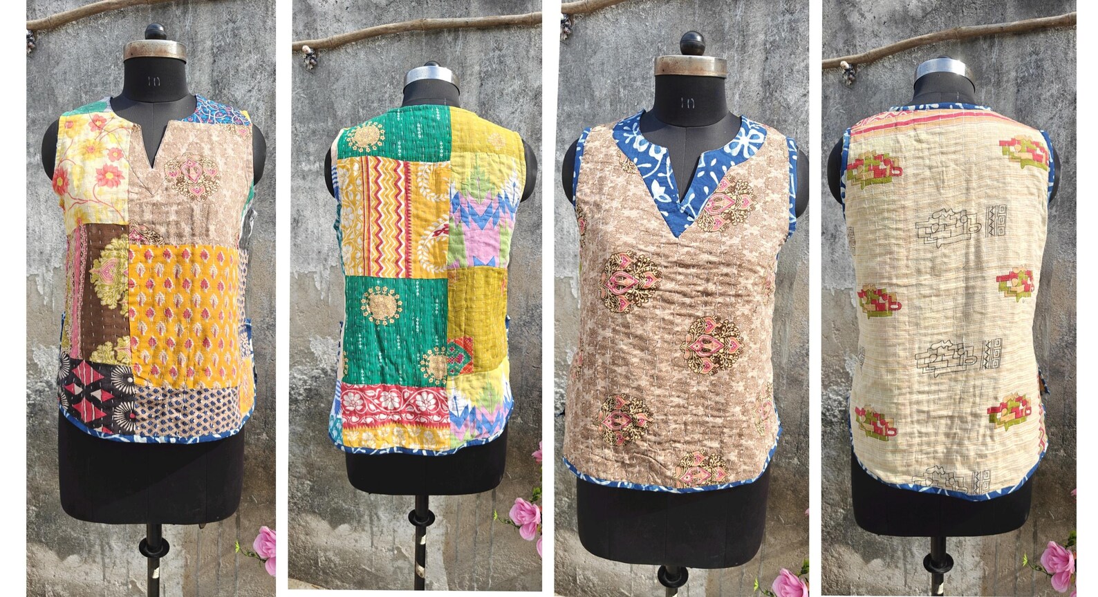 Handmade Embroiderd Kantha Crop Top, Upcycled Saree Fabric, Boho Hippie ...