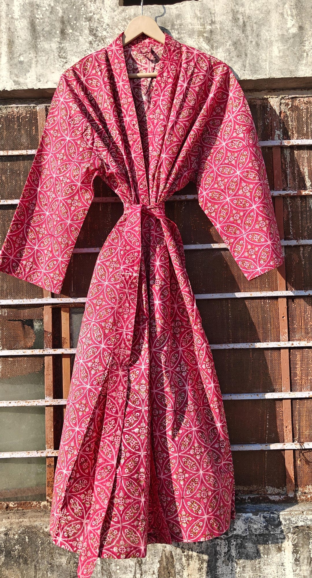 Hand Block Flower Print Cotton Kimono Robe, Indian Loungewear - Etsy