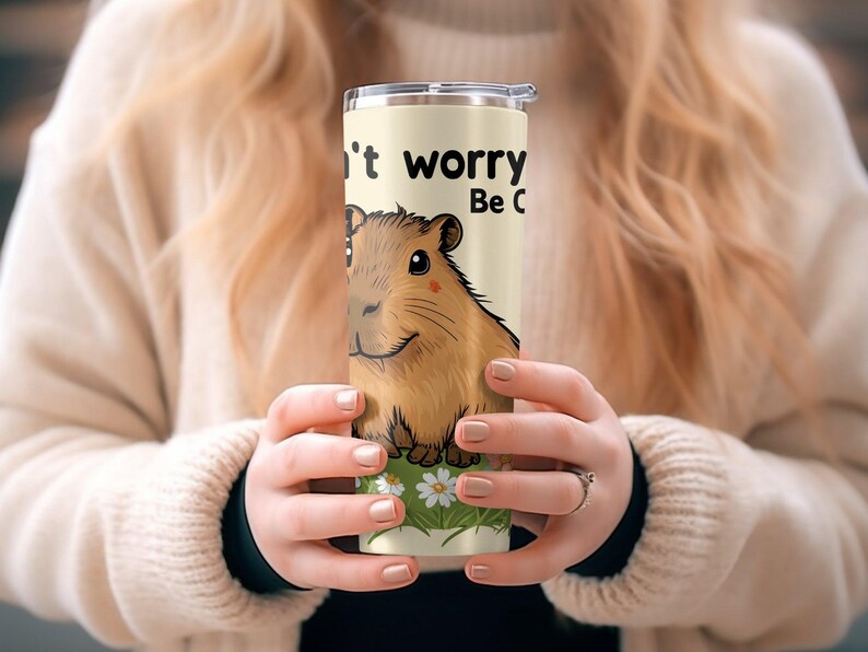 Cute Capybara Tumbler Wrap Design, Capybara Floral Skinny Tumbler PNG ...