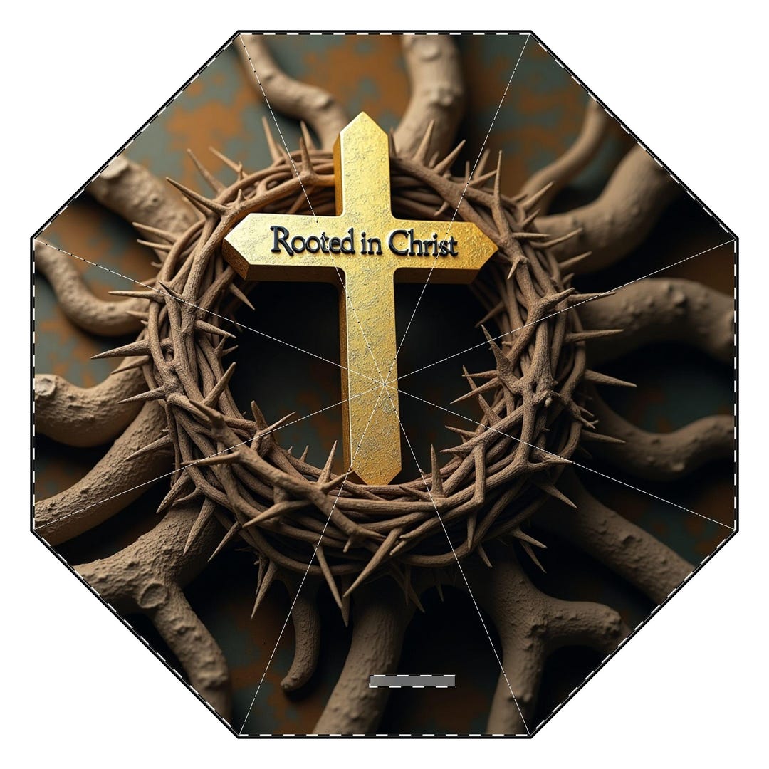 Rooted in Christ Men's, Foldable Umbrella. Rain Umbrella, Christian ...