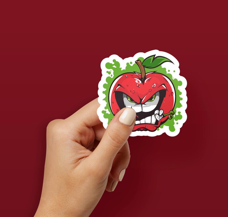 Angry Apple Sticker - Etsy