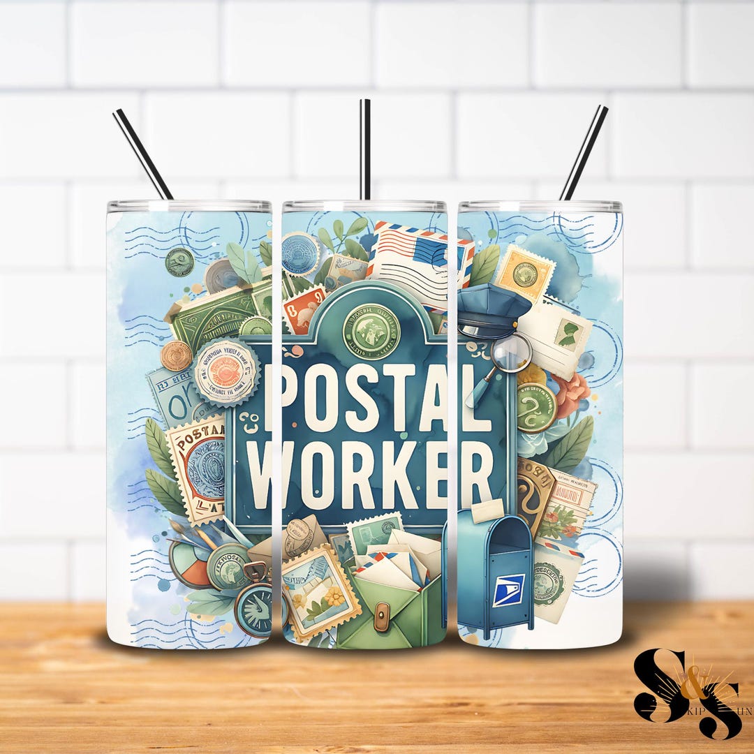 Postal Worker Retro Inspired Tumbler Design Bold Letters DIGITAL ...