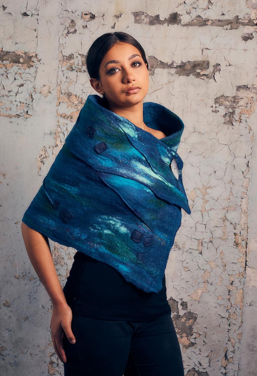 Hand Made One of a Kind Wool Shawl , Nuno Felt Shawl , Wool Felt Wrap ...