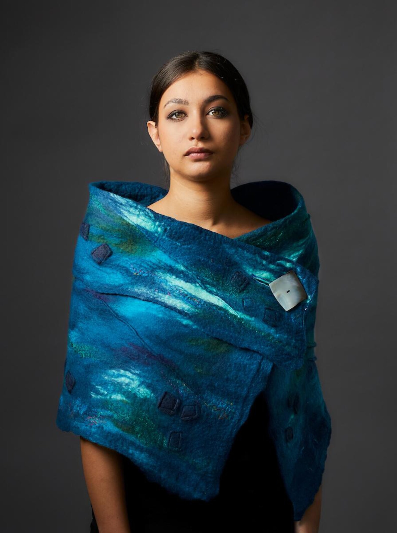 Hand Made One of a Kind Wool Shawl , Nuno Felt Shawl , Wool Felt Wrap ...