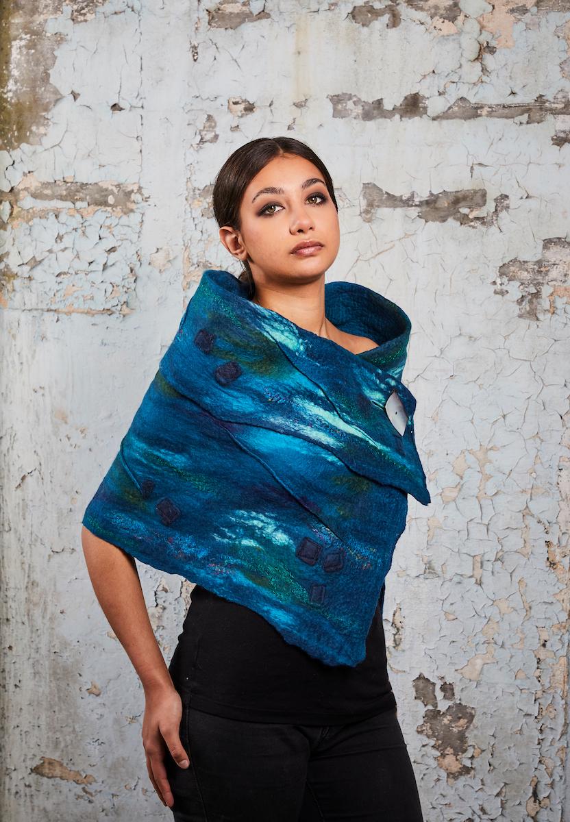 Hand Made One of a Kind Wool Shawl , Nuno Felt Shawl , Wool Felt Wrap ...