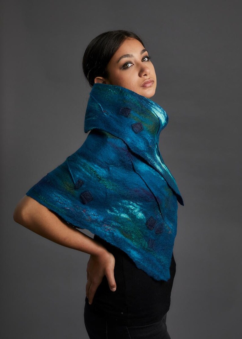 Hand Made One of a Kind Wool Shawl , Nuno Felt Shawl , Wool Felt Wrap ...