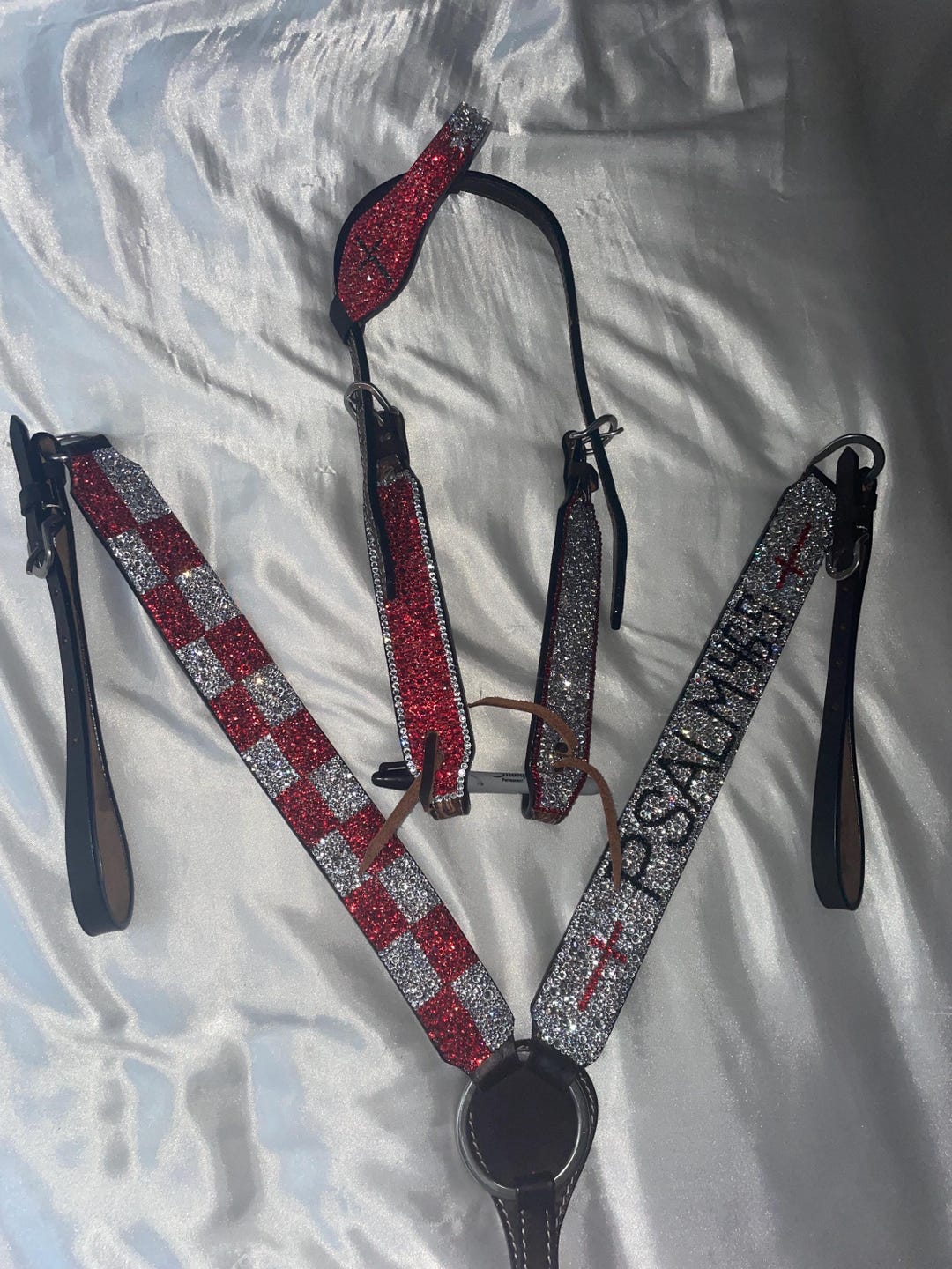 Custom Text Bedazzled Tack Set - Etsy