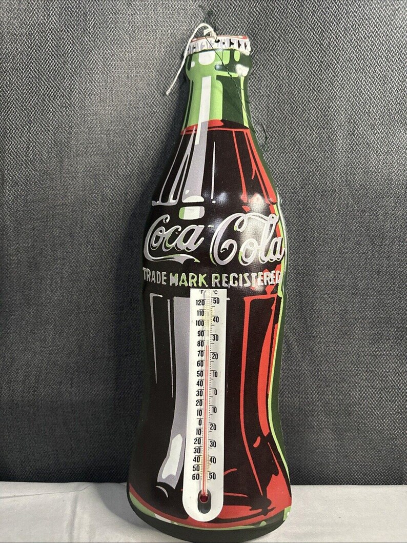 Vintage Coca Cola Soda Bottle Metal Thermometer 17" X 5" Advertising - Etsy