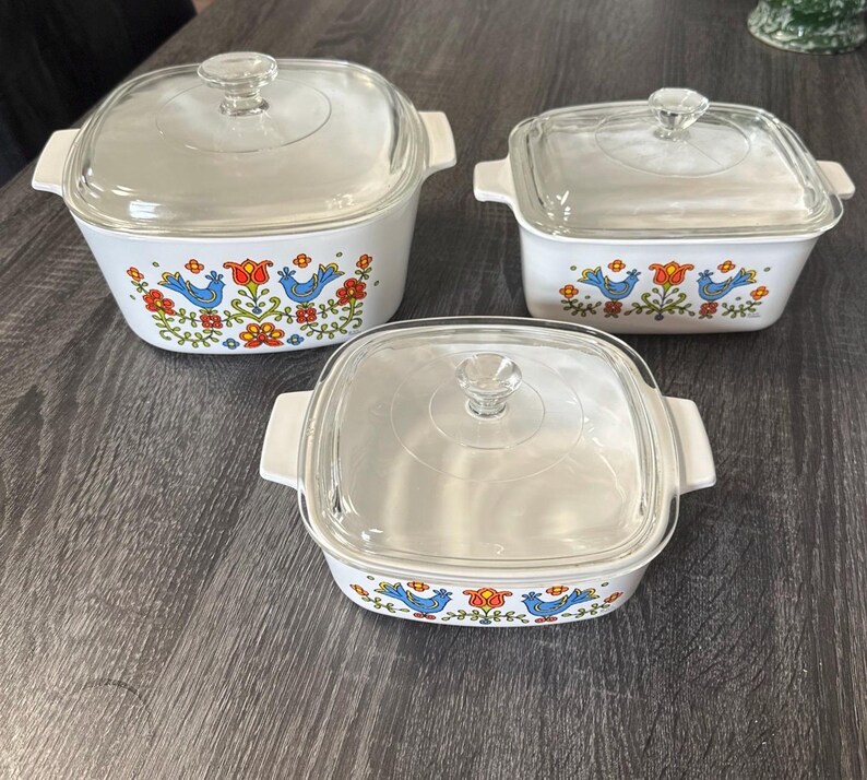 Vintage Corningware Casserole Dish Set Country Festival Set of 3 - Etsy