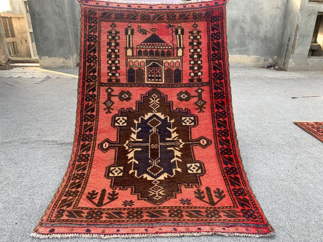 Vintage Afghan Prayer Rug 3x4 Ft Handmade Wool Prayer Rug, Islamic ...