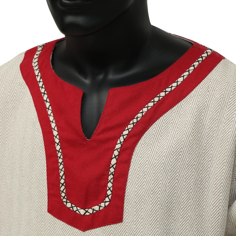 Hand Embroidered Viking Tunic: Nordic Runeweave Herringbone Cotton ...