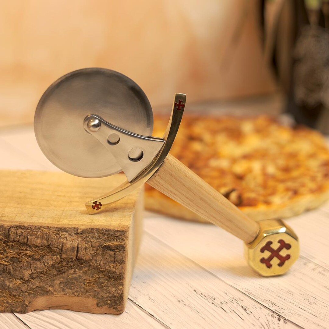 Medieval Sword Pizza Cutter: Stainless Steel Blade, Wood Handle - Etsy