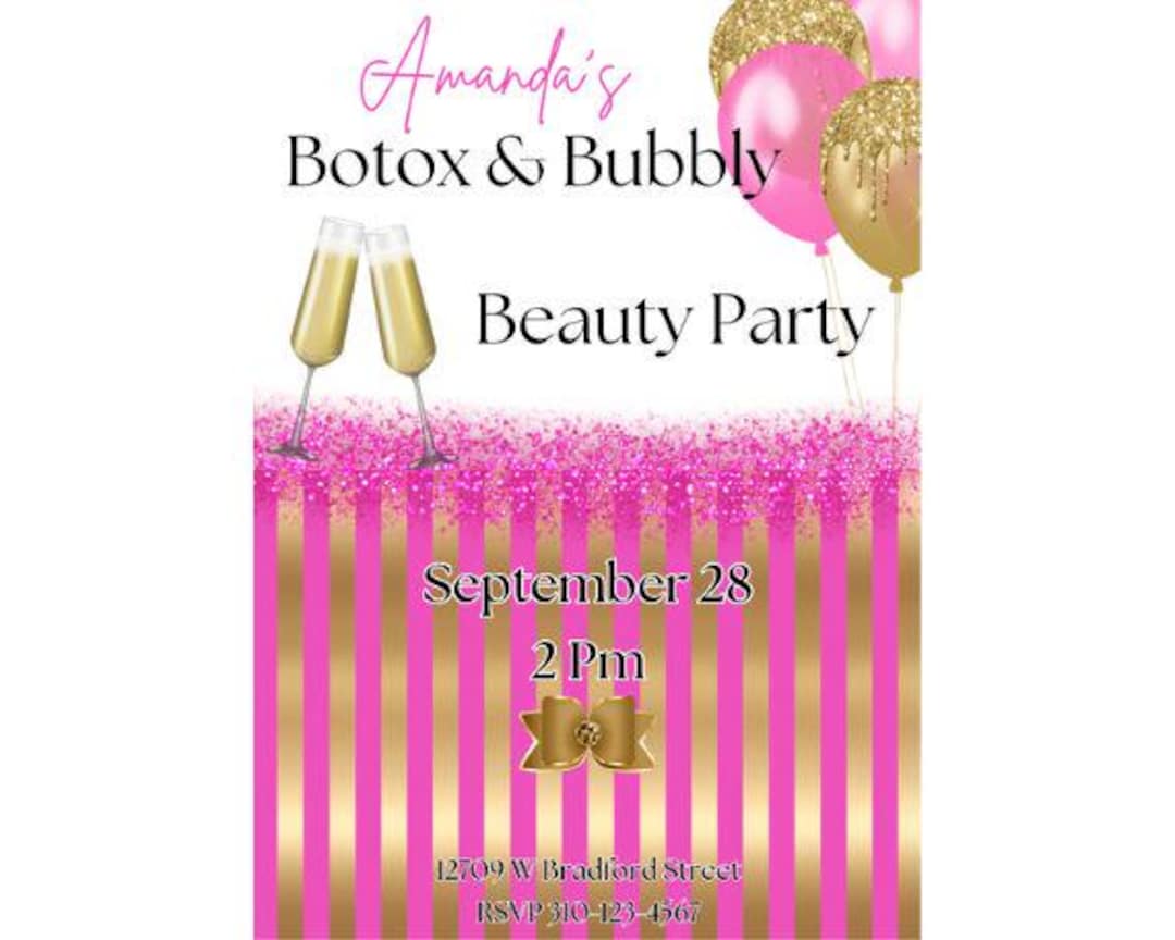 Botox and Bubbly Invite | Botox Party Invite | Botox and Bubbles ...