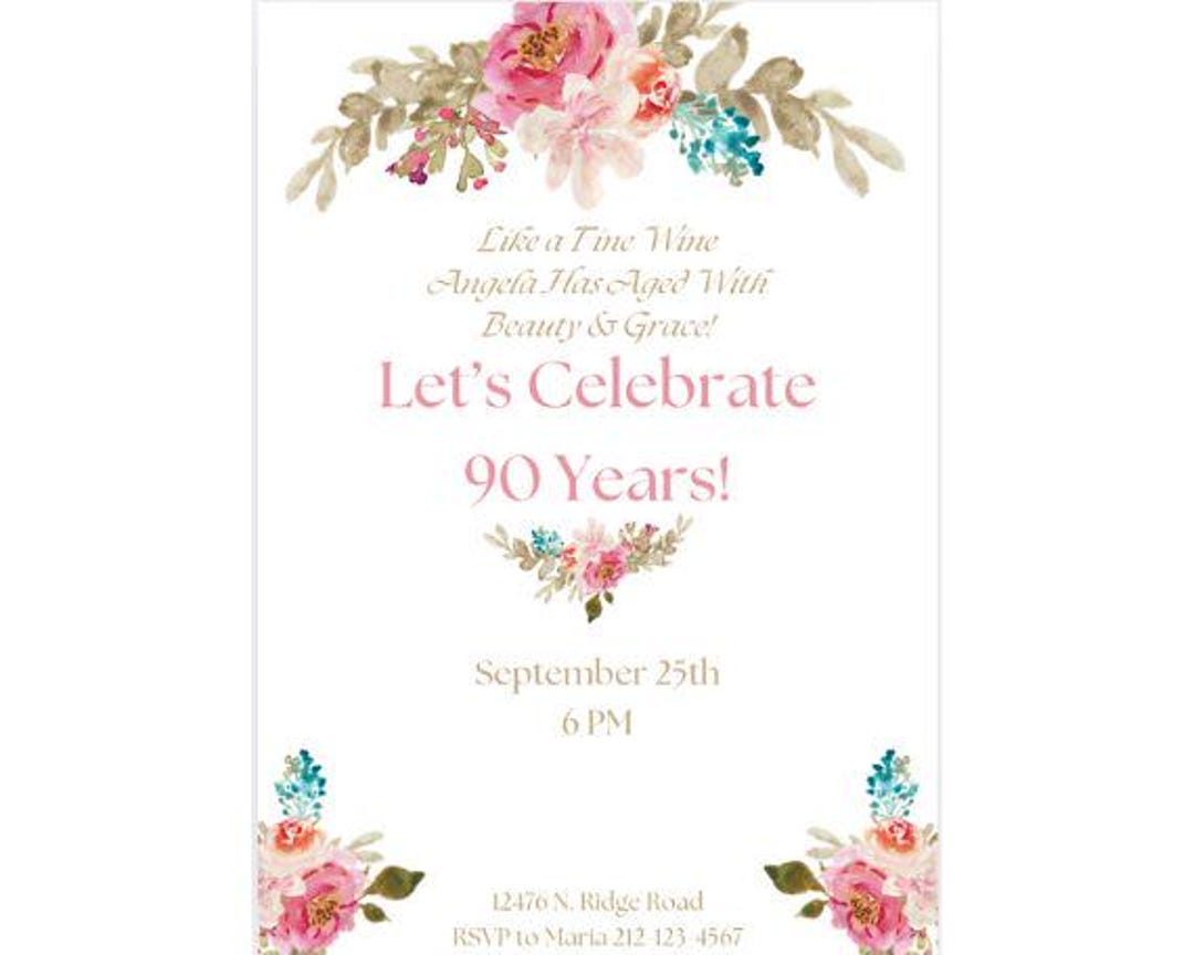 90th Birthday Invitations | 90 Th Birthday Party Invitations | 90 the ...