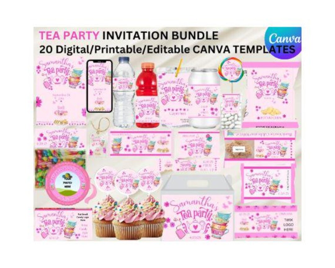 Tea Party Invitation Bundle | Tea Party Template | Pink Tea Party ...