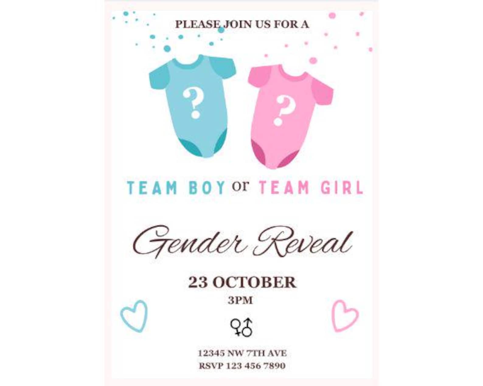 Gender Reveal Invitations | Gender Reveal Party Invitations | Canva ...