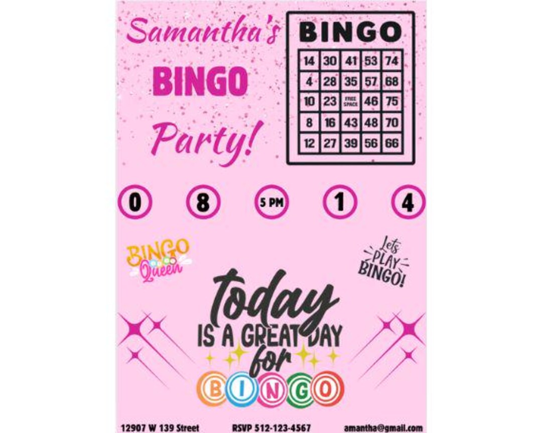 Bingo Party Invitation | Bingo Birthday Party Invites | Bingo Themed ...